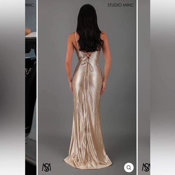 studio minc | Dresses | Glamorous Gold Backless Evening Dress | Poshmark